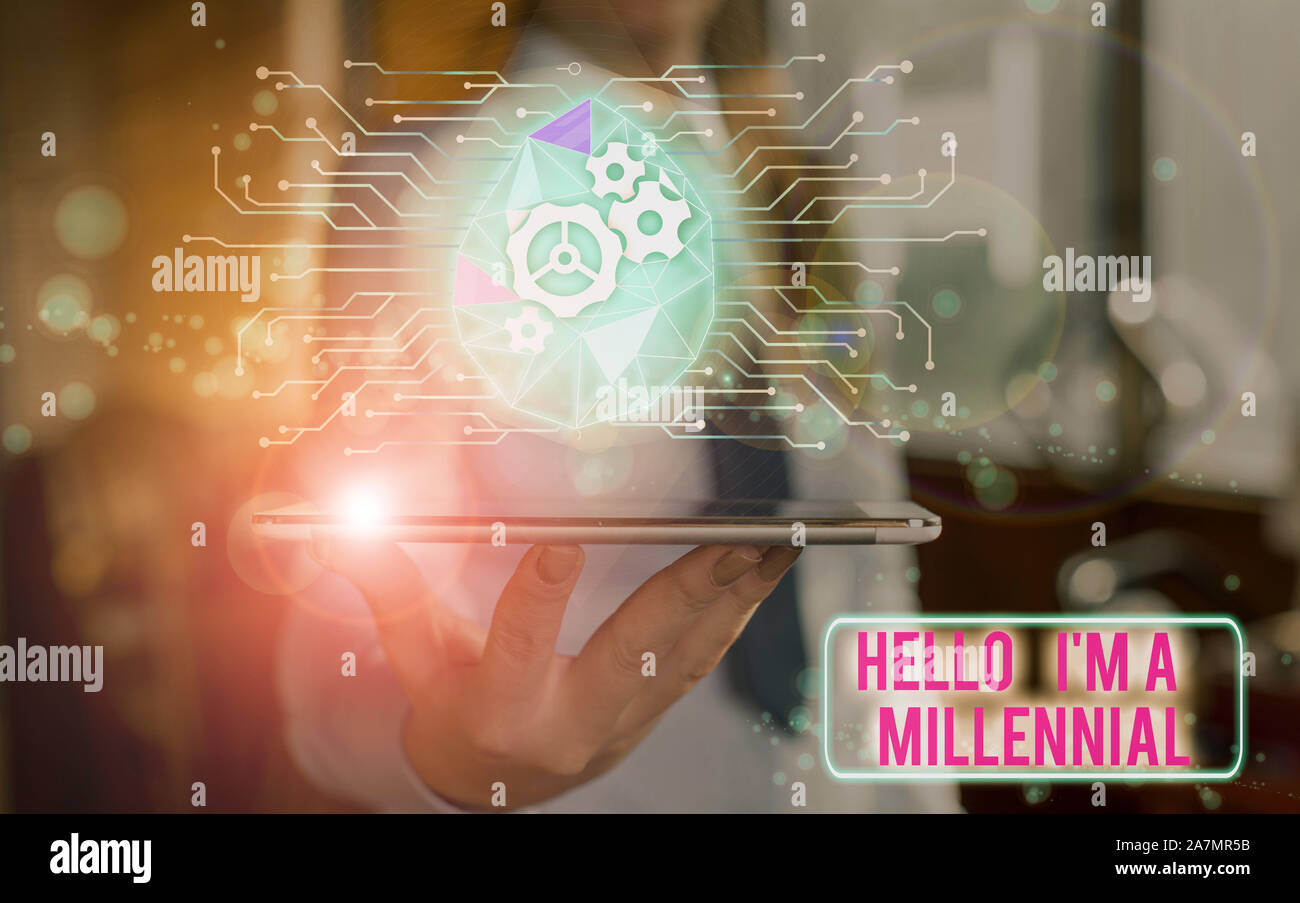 Handwriting text Hello I M A Millennial. Conceptual photo demonstrating ...