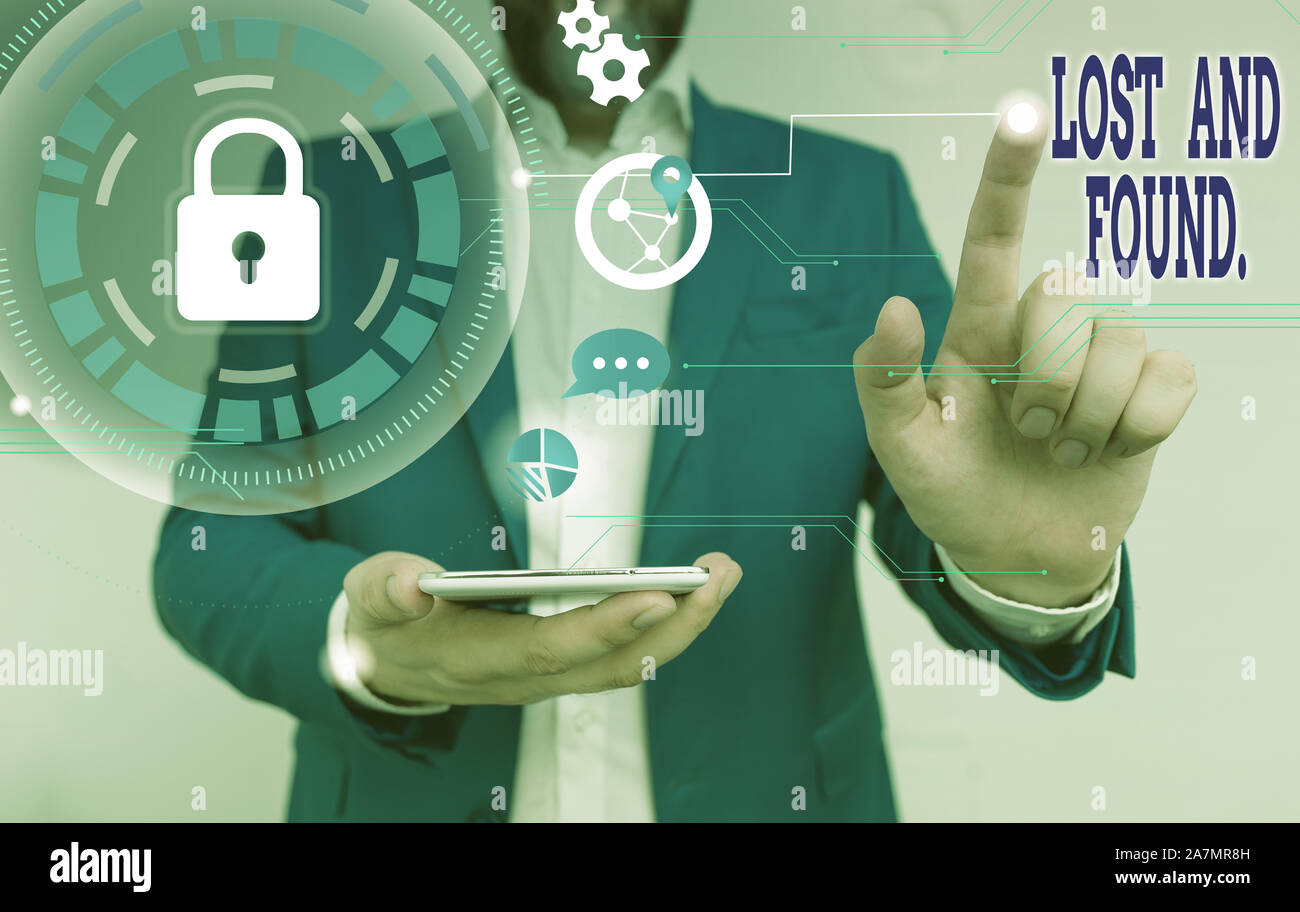 Conceptual hand writing showing Lost And Found. Concept meaning a place ...