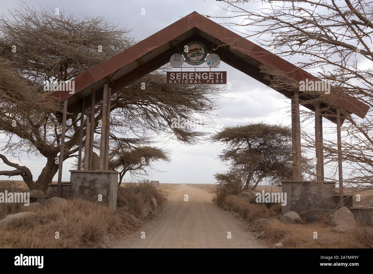 Serengeti National Park entrance gate, Tanzania, Africa. African ...