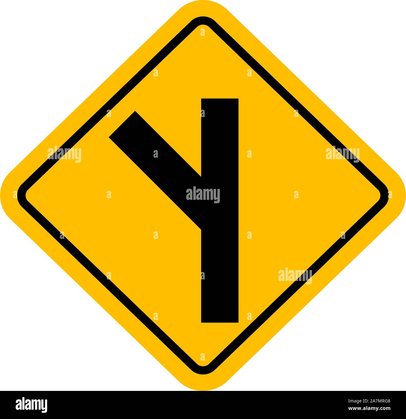 Y junction left traffic sign vector illustration background. Traffic ...