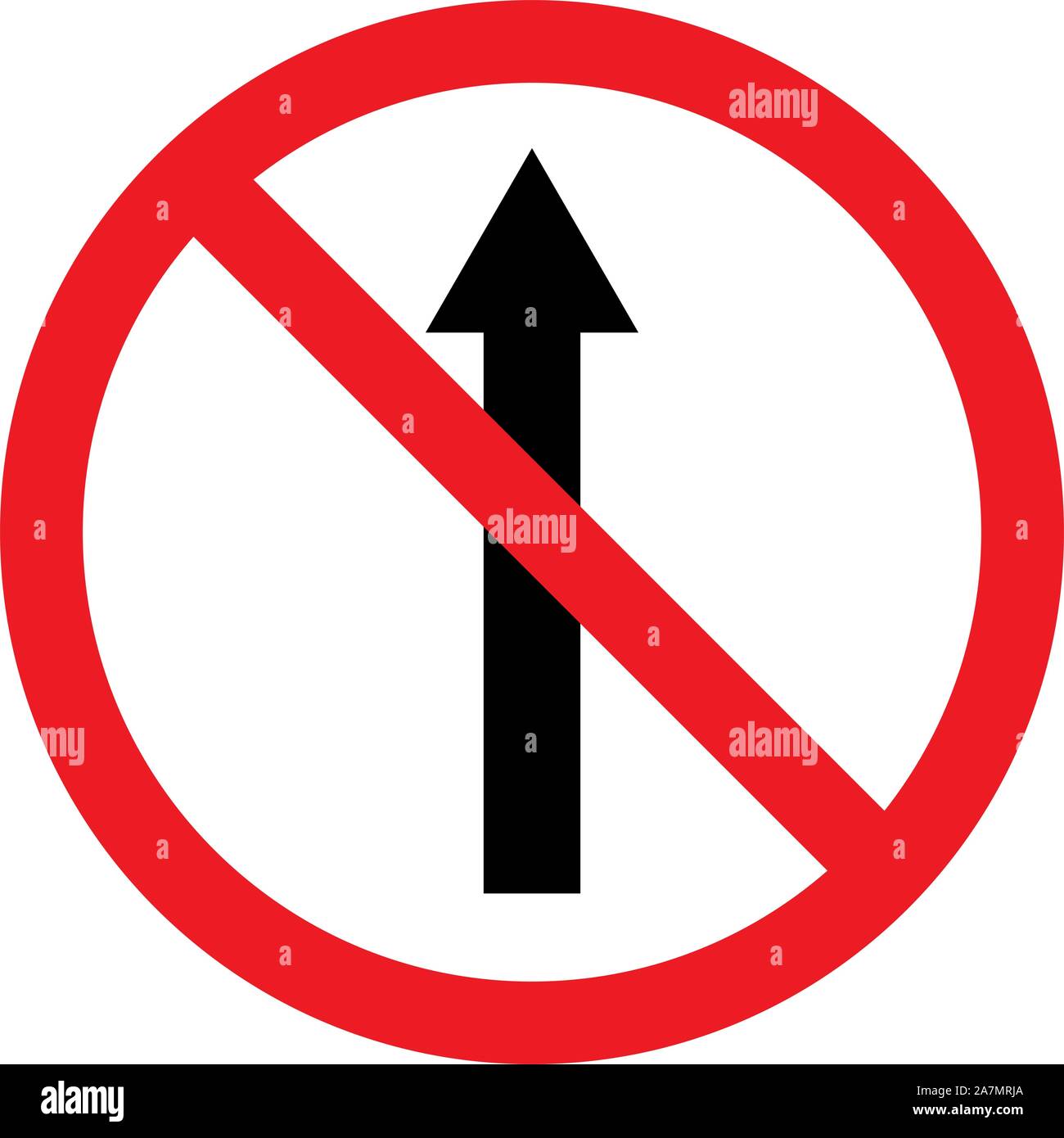 No straight traffic sign vector illustration. prohibited do not enter ...