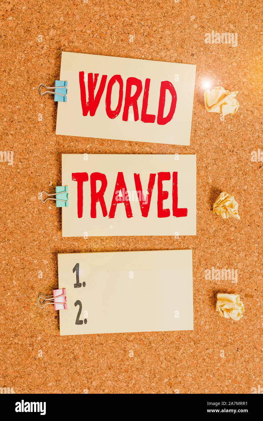 Handwriting text writing World Travel. Conceptual photo the movement of ...