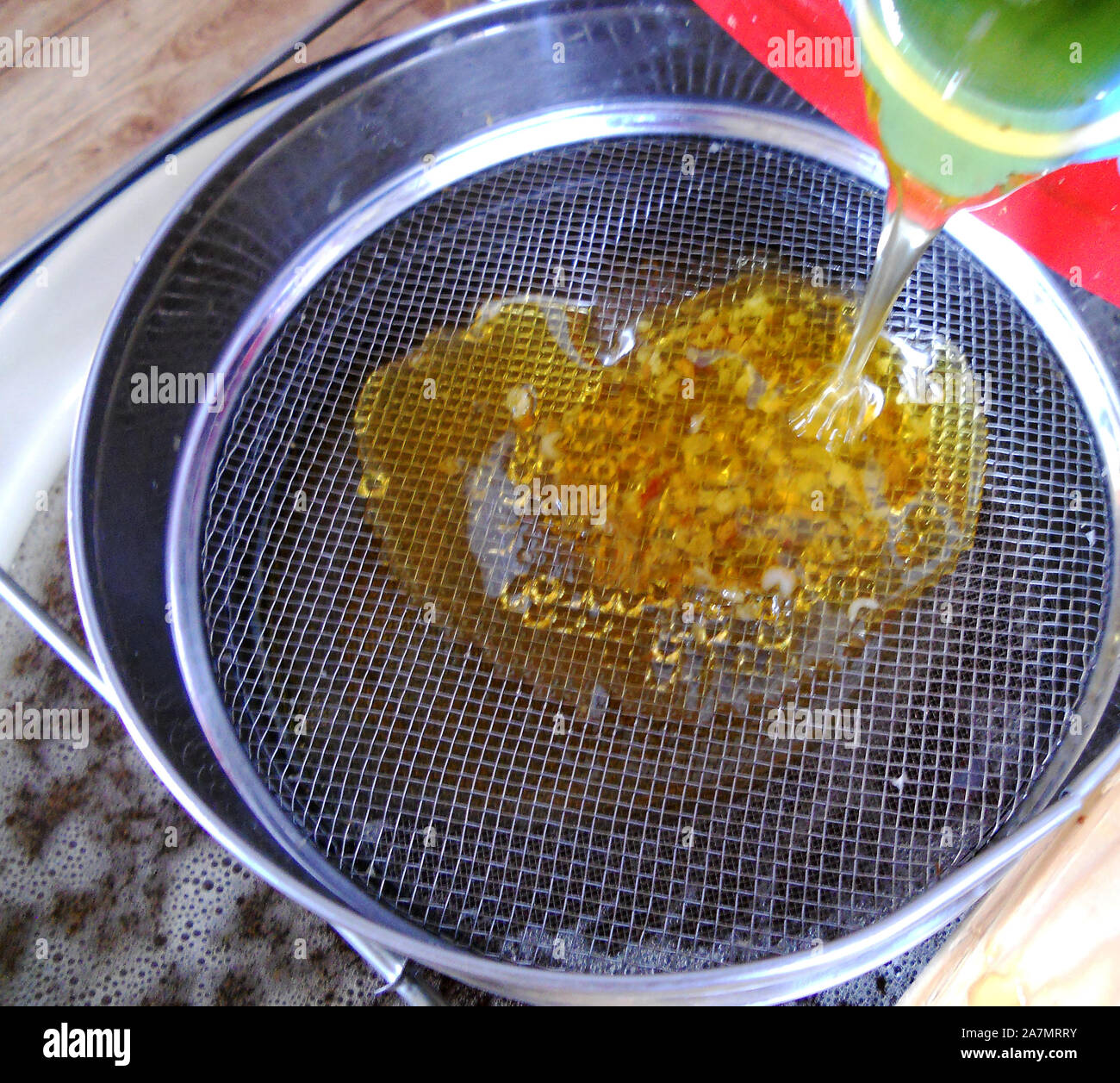 Background texture, dropping drops of sweet honey, nectar in mead ...