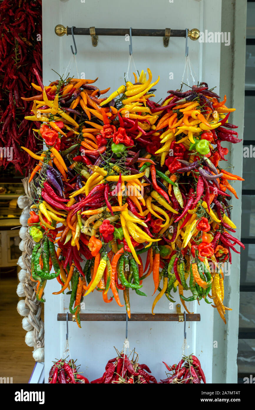 Colorful pepper in the street of Palma, Spain Stock Photo - Alamy