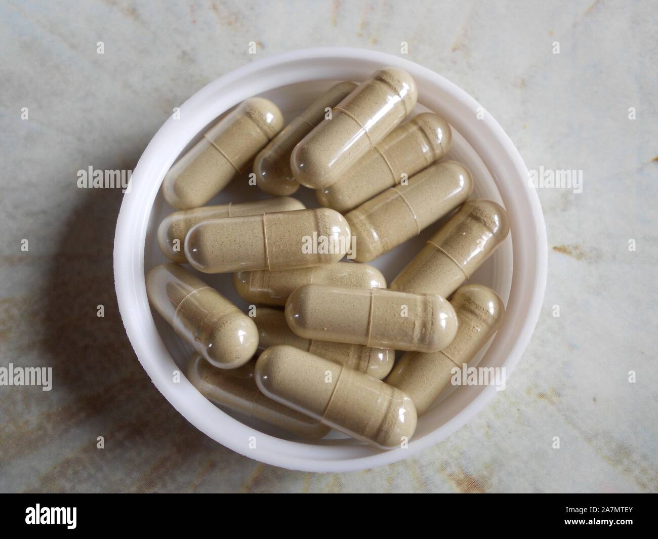The photo shows medicines, oval capsules, the doctor prescribed tablets ...