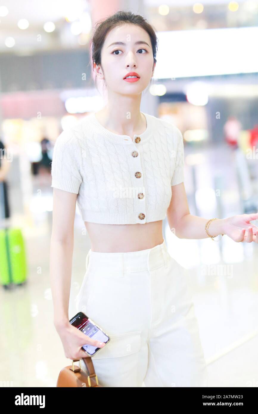 Chinese actress Zhou Yutong arrives at the Shanghai Hongqiao Airport ...