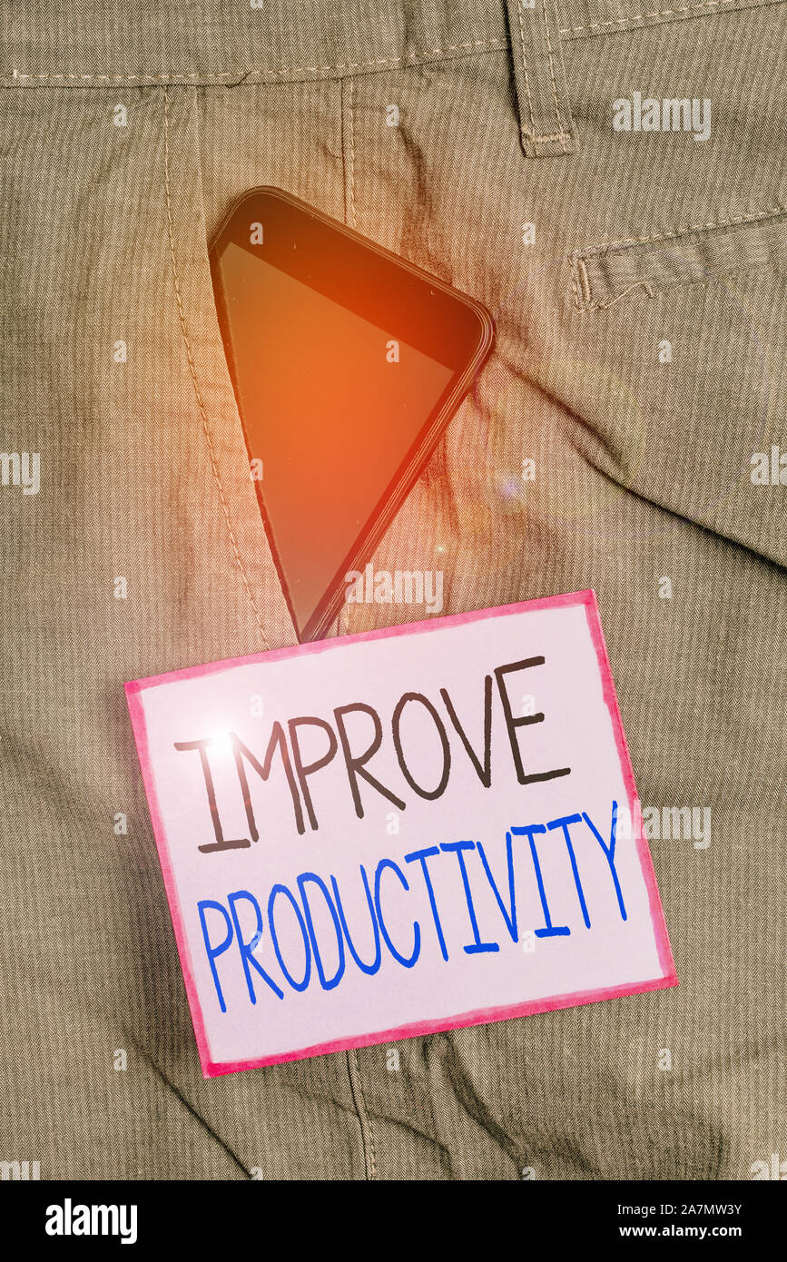 Text sign showing Improve Productivity. Business photo showcasing to ...