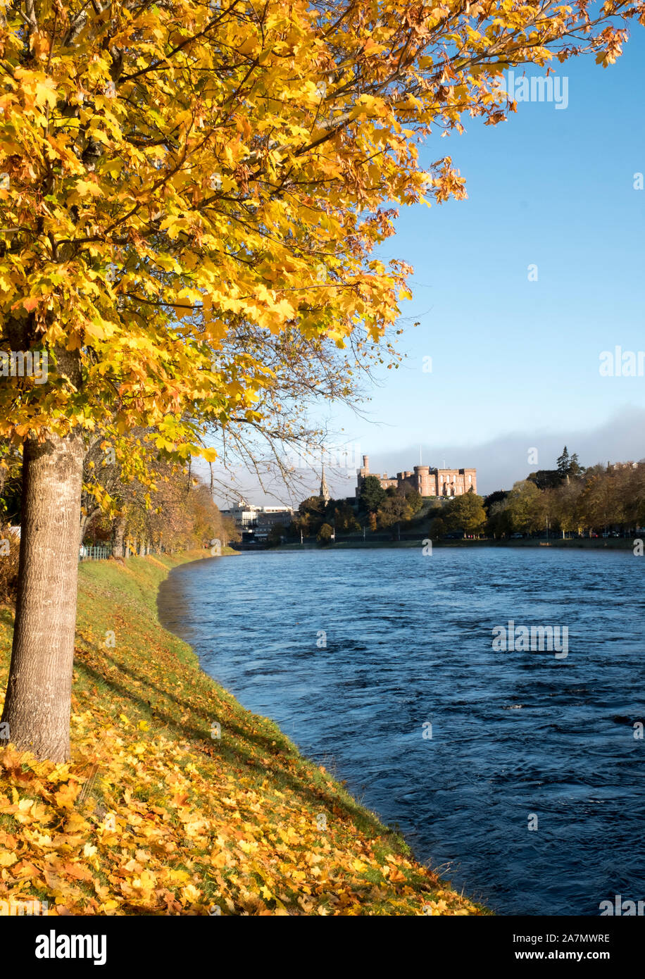 A view of Inverness Castle from the banks of the River Ness, Inverness ...