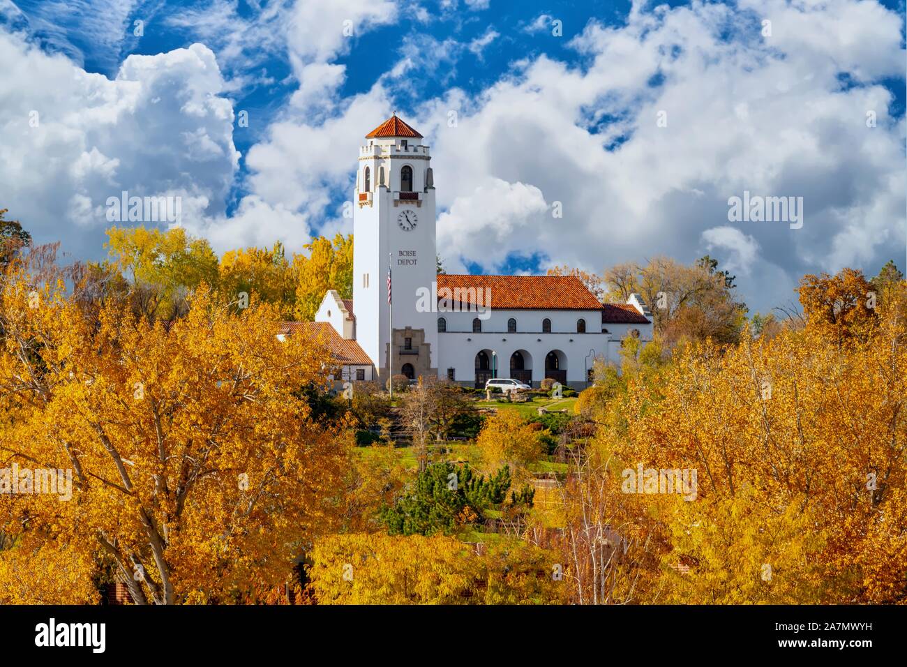 Boise train Depot in full autumn color Stock Photo - Alamy