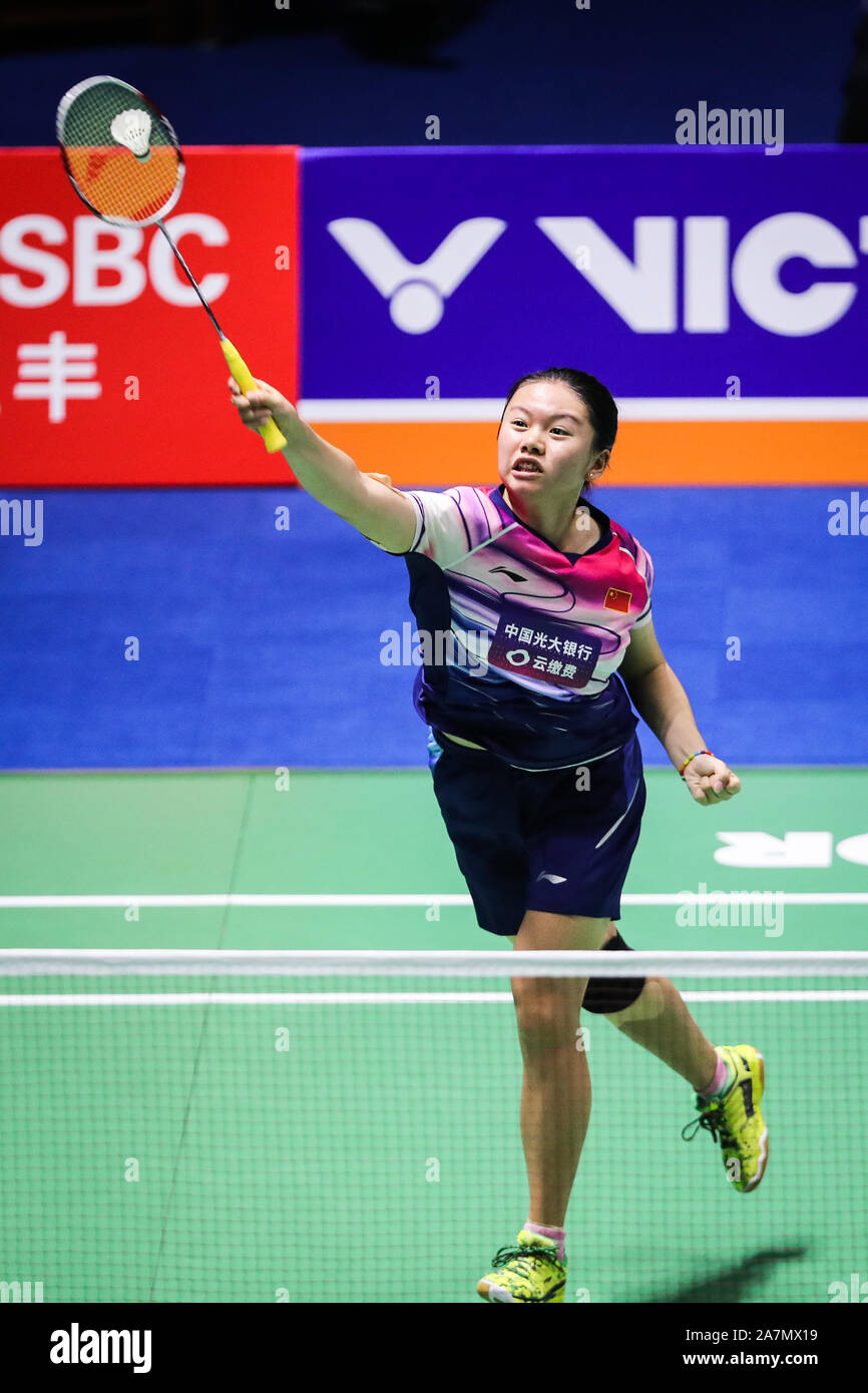 Chinese professional badminton players Liu Xuanxuan and Xia Yuting ...