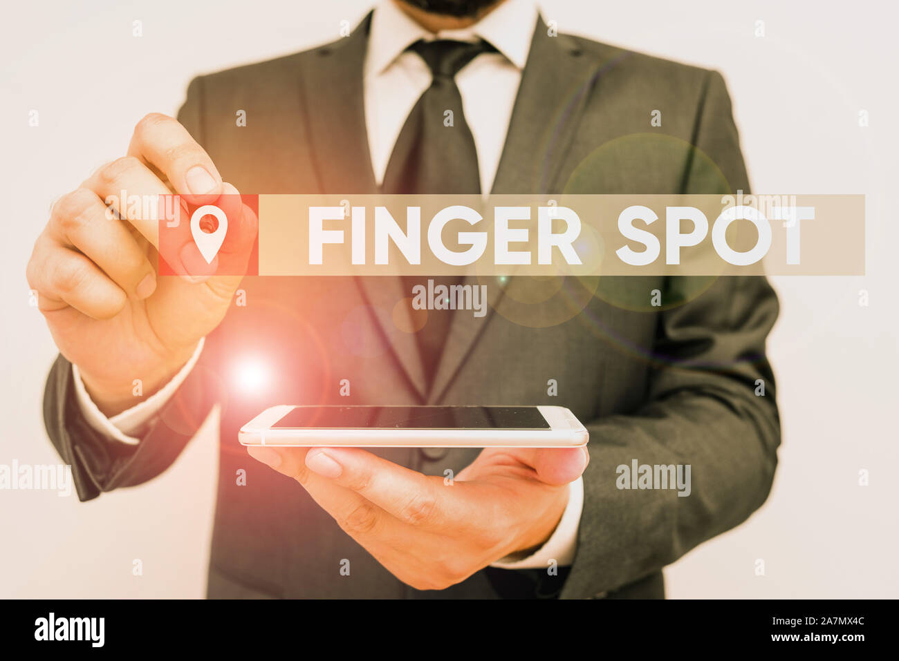 Conceptual hand writing showing Finger Spot. Concept meaning Small ...