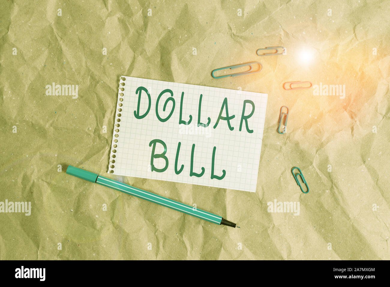 Writing note showing Dollar Bill. Business concept for a piece of paper ...