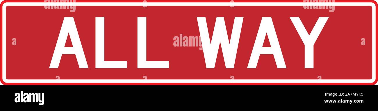 All way traffic warning sign vector illustration Stock Vector Image ...