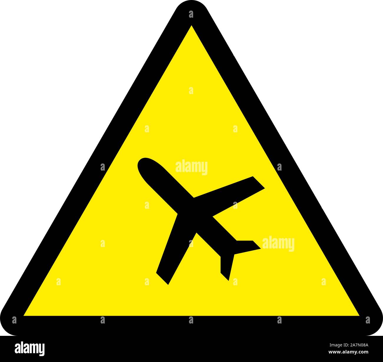 Caution airplane warning sign vector illustration. Yellow triangle sign ...