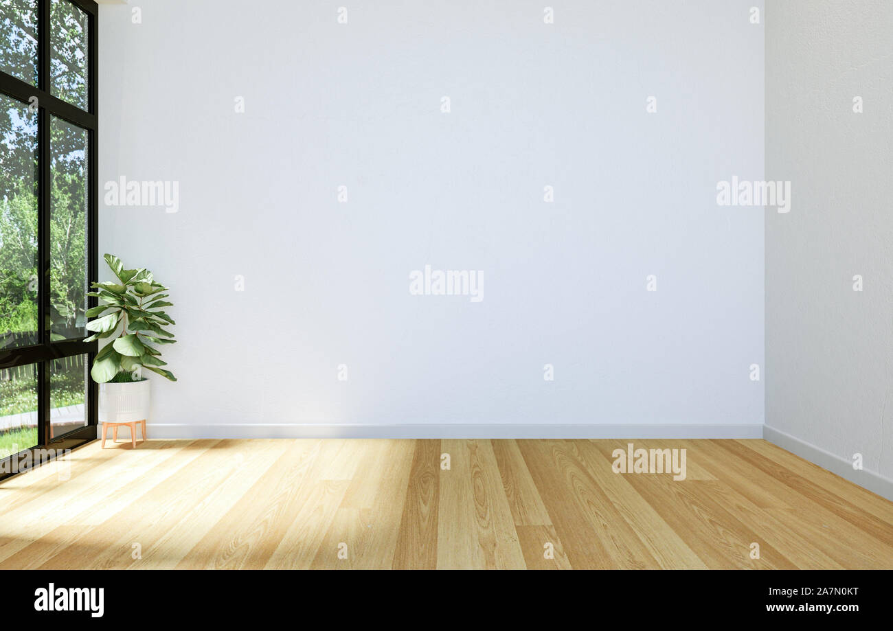 Interior of Modern Empty Hall Open Space with Large Window and Hardwood ...