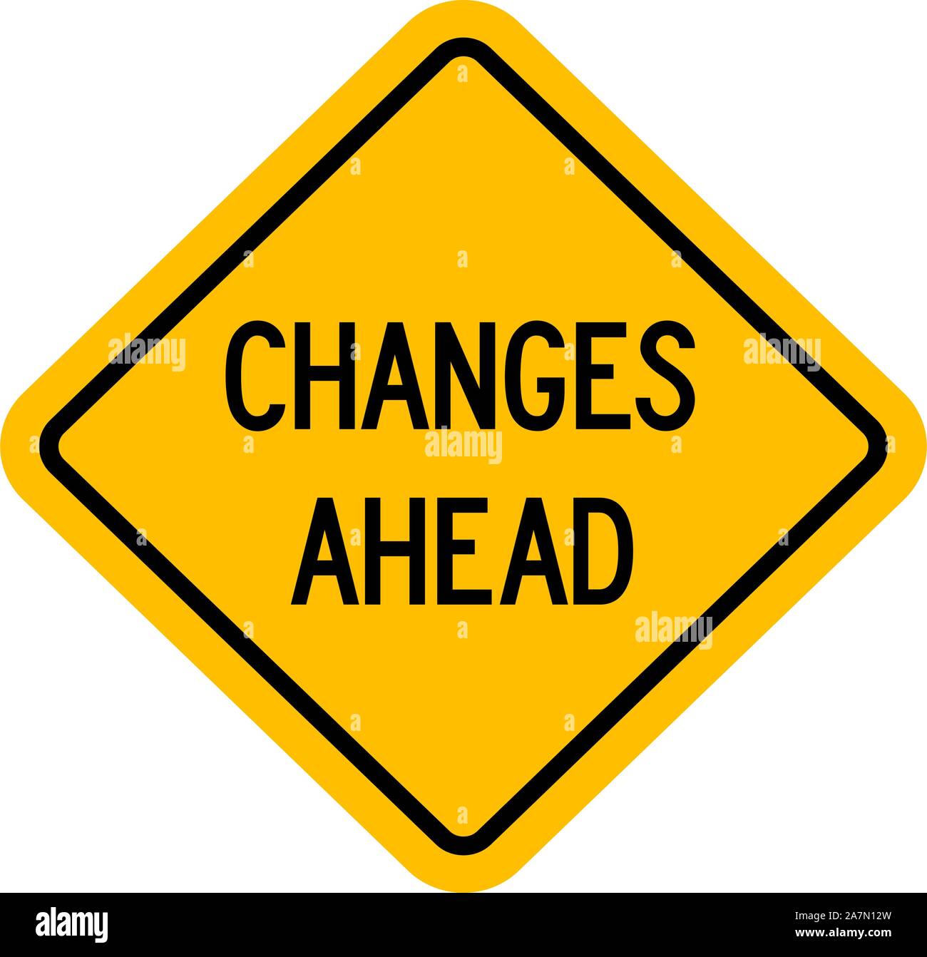 Changes ahead yellow caution sign. Traffic symbol Stock Vector Image ...