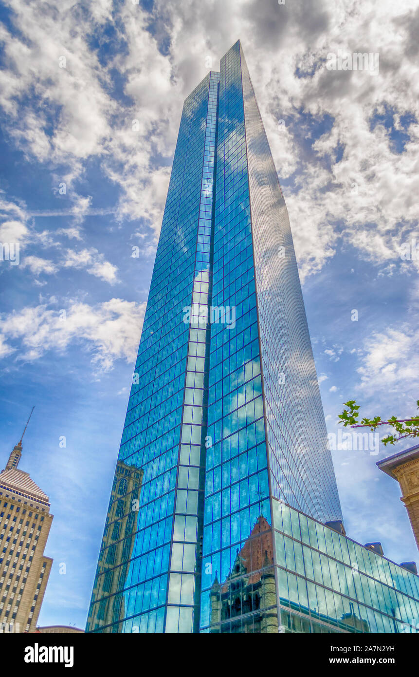 John Hancock building, iconic landmark in Copley square, Boston, USA ...