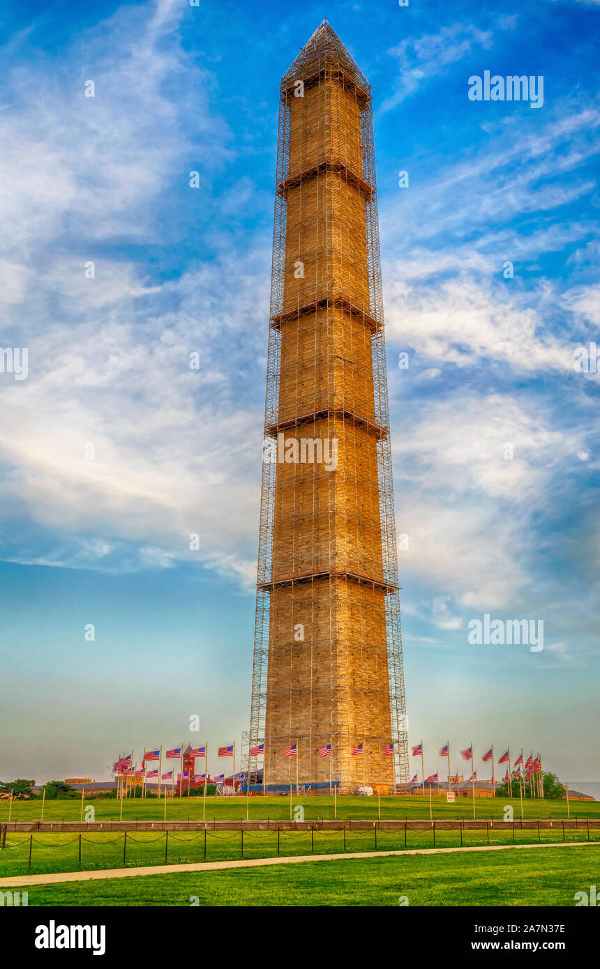The iconic Washington Monument, one of the main landmarks in Washington ...