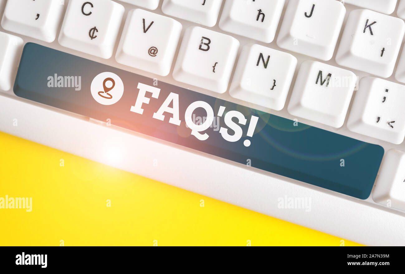 Writing note showing Faq S. Business concept for list of questions and ...