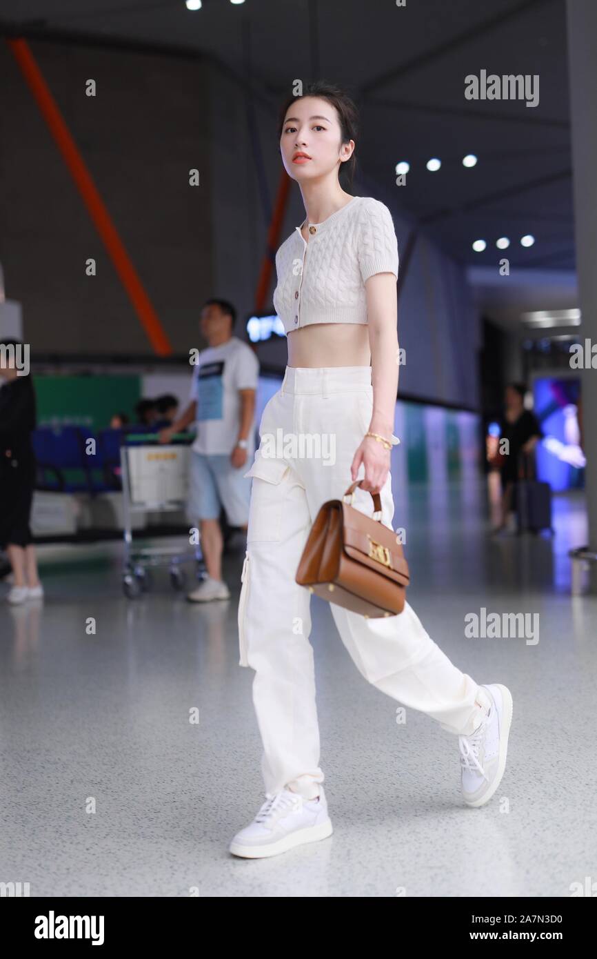 Chinese actress Zhou Yutong arrives at the Shanghai Hongqiao Airport ...