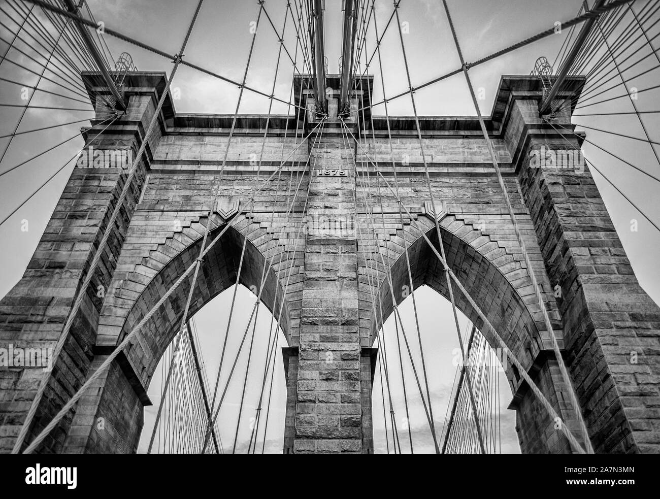 The iconic Brooklyn Bridge, one of the major landmarks in New York City ...