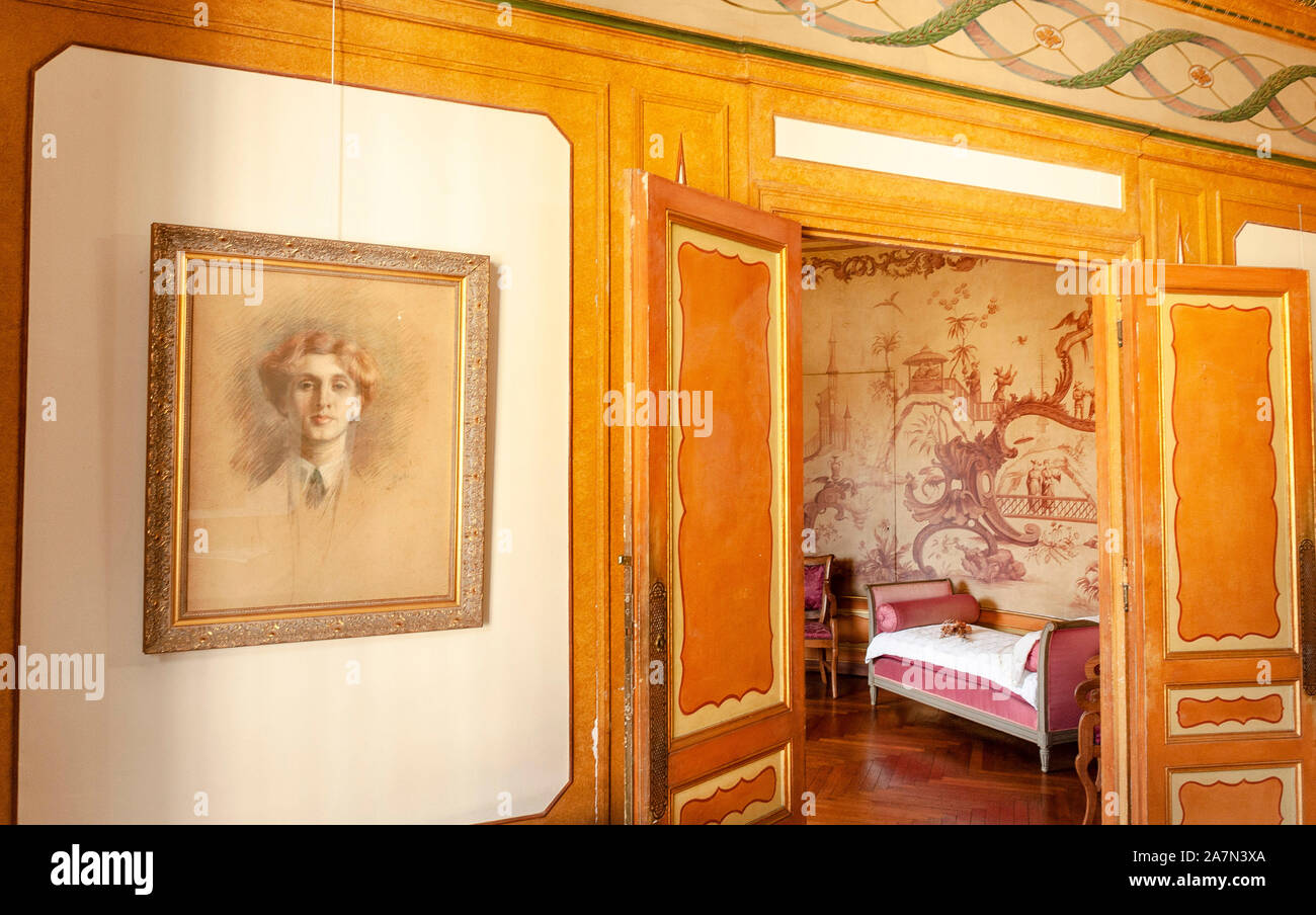 Portrait of Edmond Rostand near the door to Rosemonde's chamber at ...