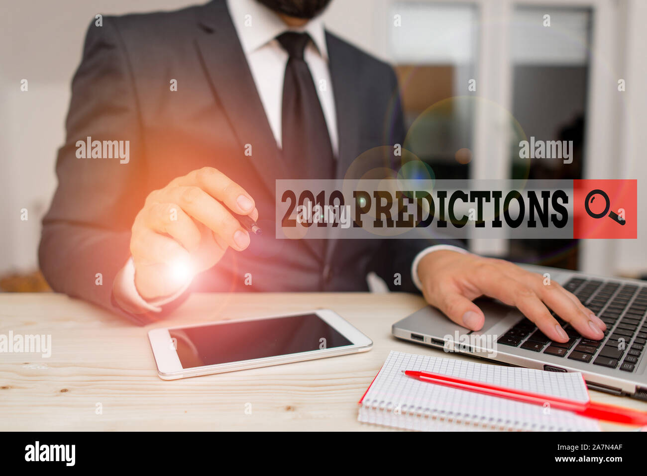 Conceptual hand writing showing 2019 Predictions. Concept meaning statement about what you think ...