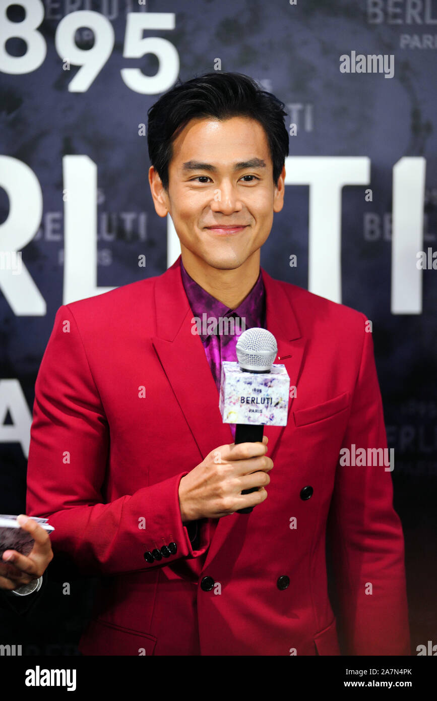Taiwanese actor Eddie Peng attends the opening ceremony for a boutique ...
