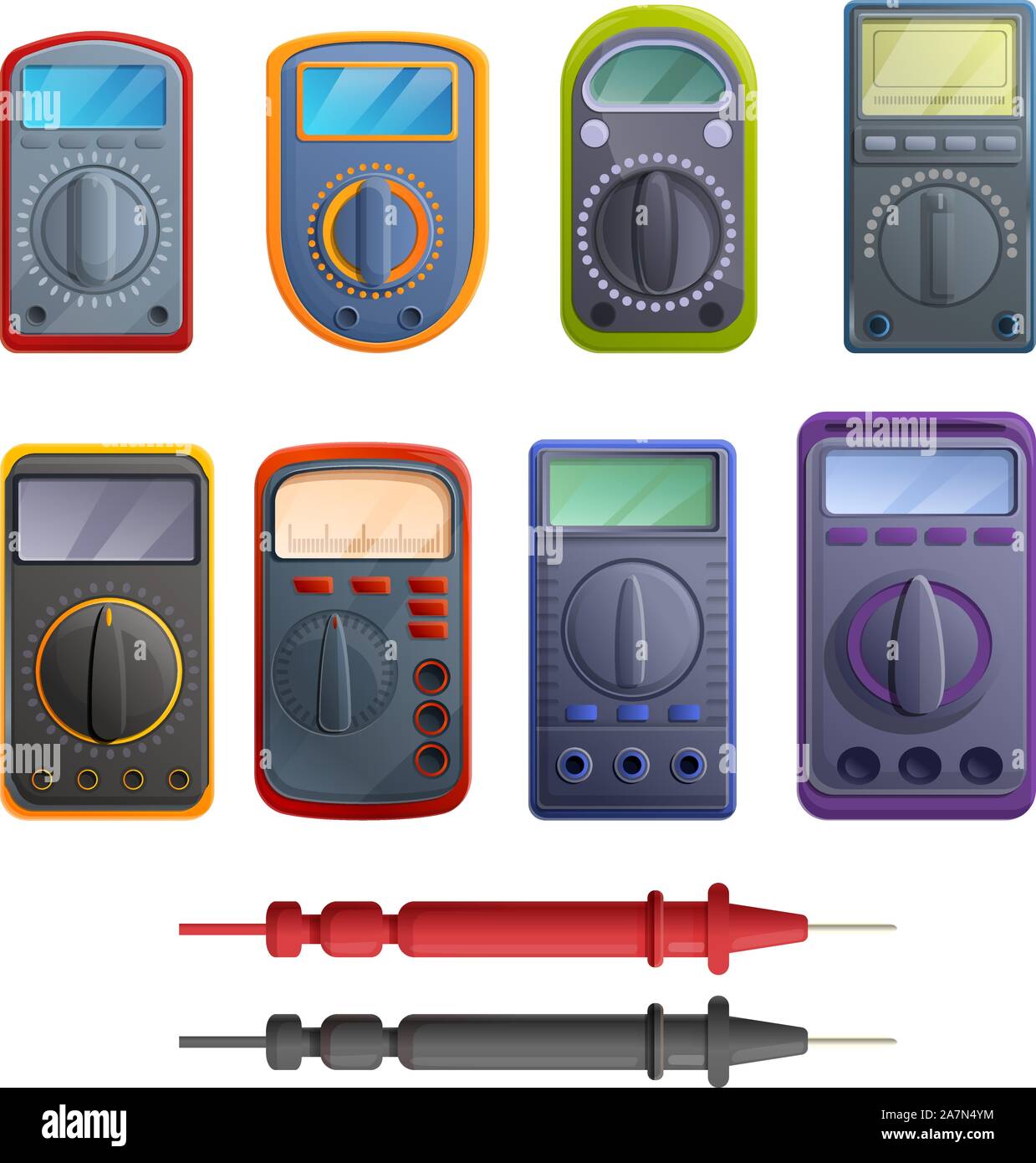 Multimeter icons set. Cartoon set of multimeter vector icons for web ...