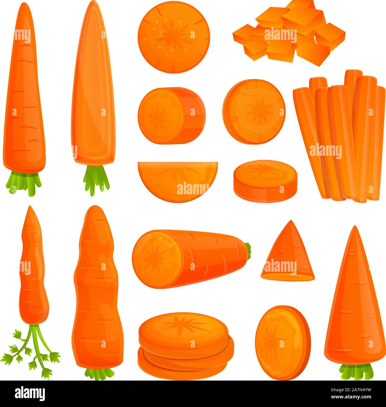 Carrot icons set. Cartoon set of carrot vector icons for web design ...