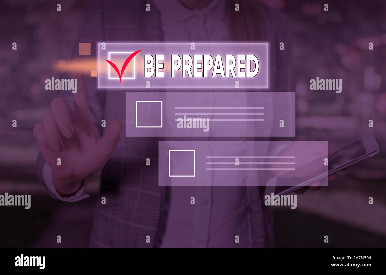 Conceptual hand writing showing Be Prepared. Concept meaning To make ...