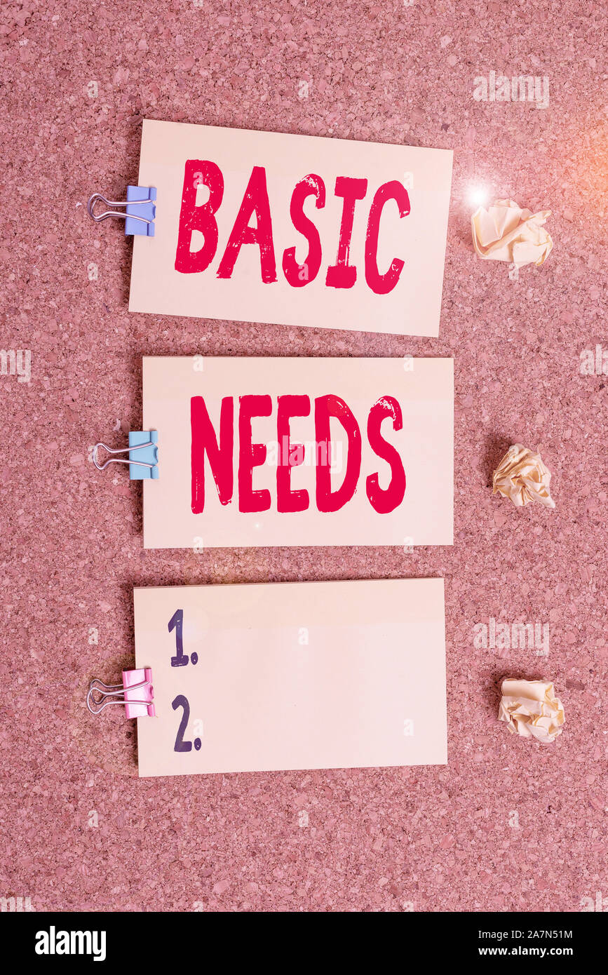 Handwriting text writing Basic Needs. Conceptual photo something that ...