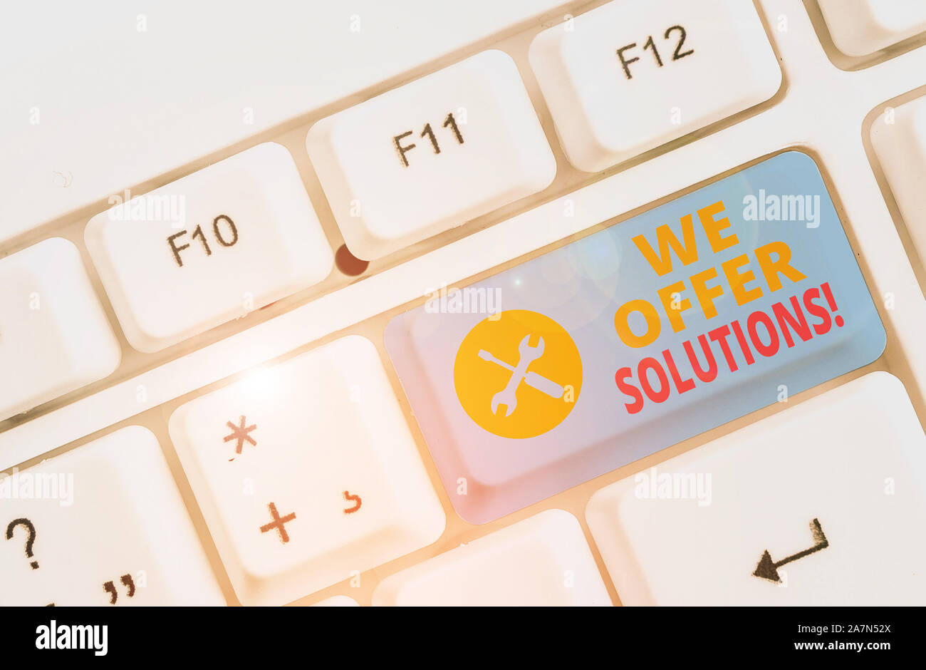 Conceptual hand writing showing We Offer Solutions. Concept meaning way ...