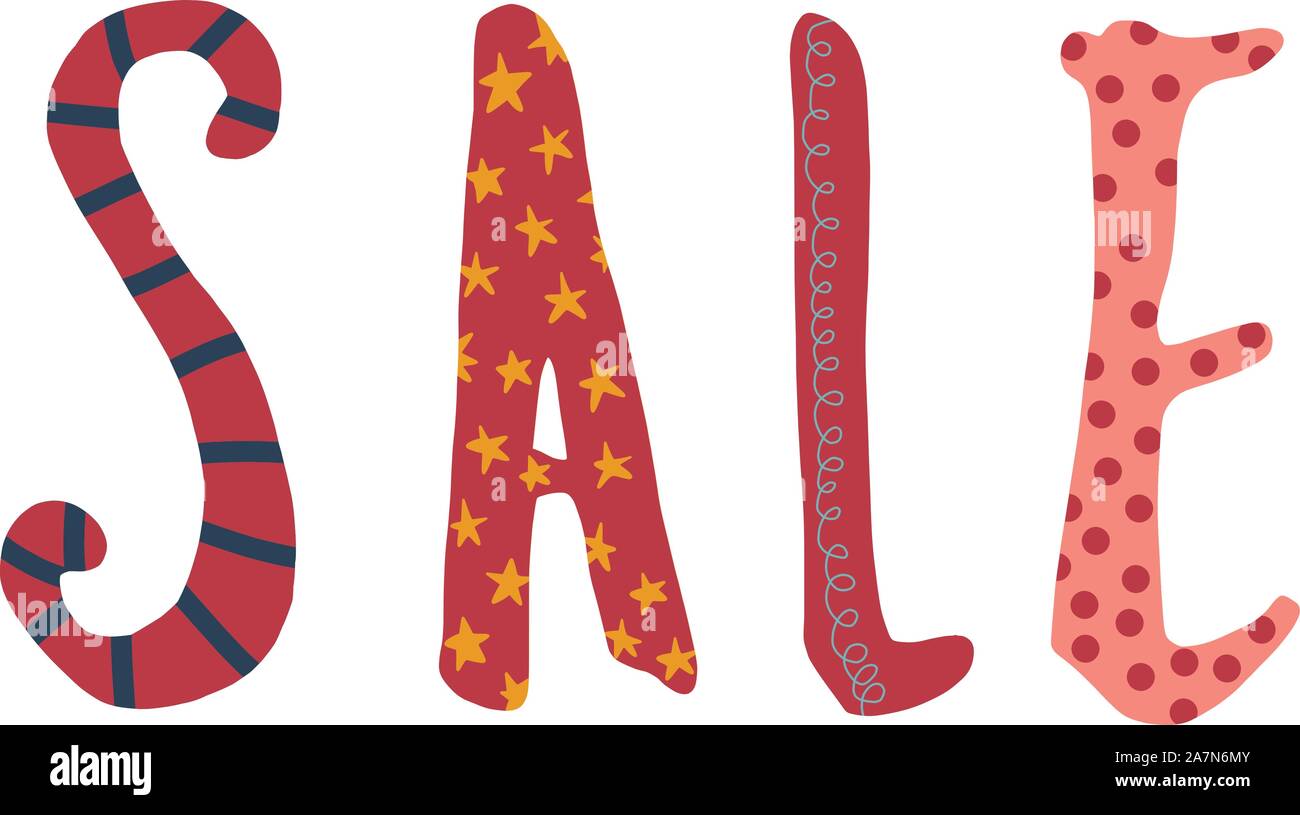 Sale banner kids vector. Handwritten typography for promotional flyers ...