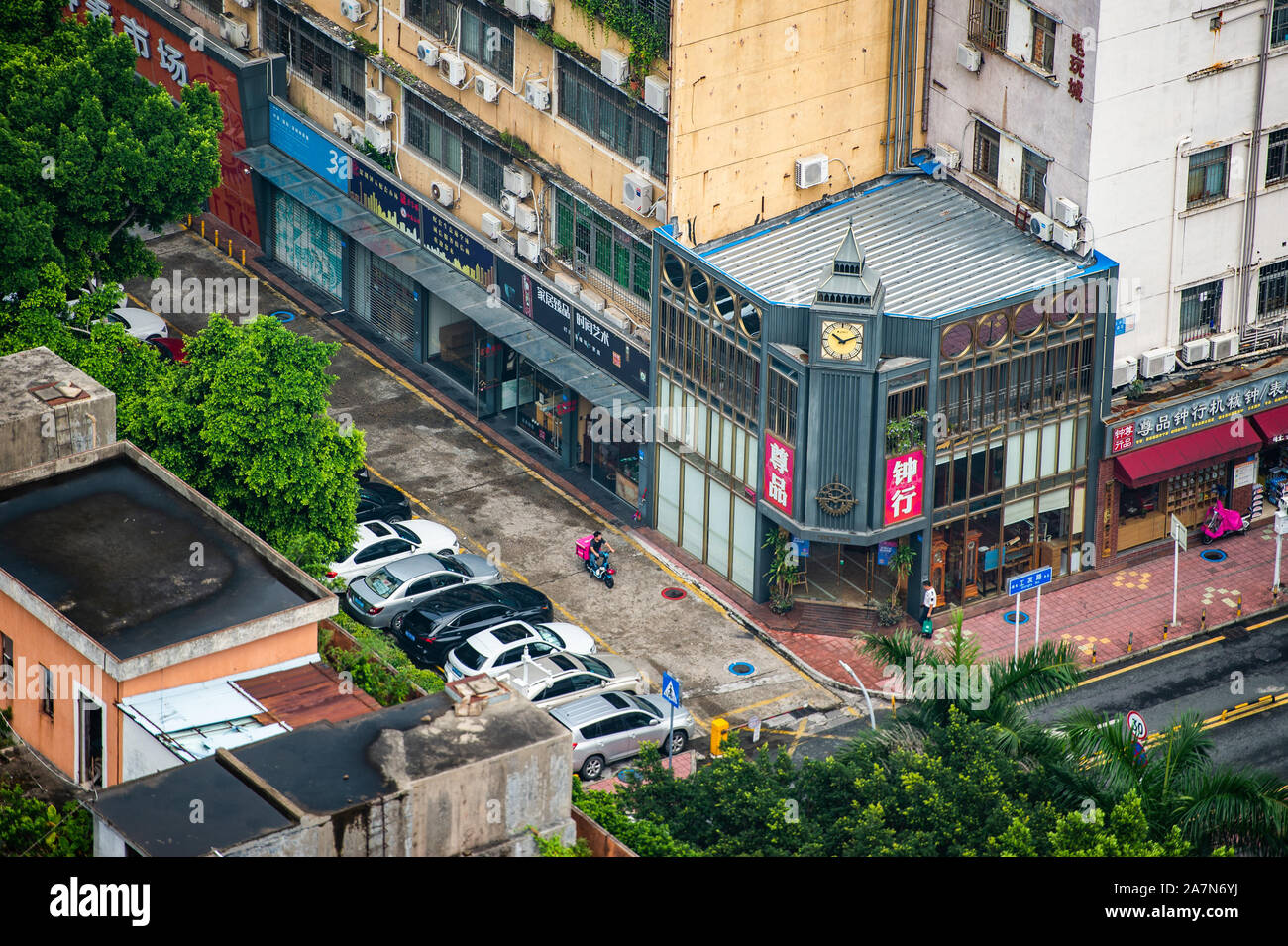 An aerial view of the huge complex of buildings of Huaqiangbei, which ...