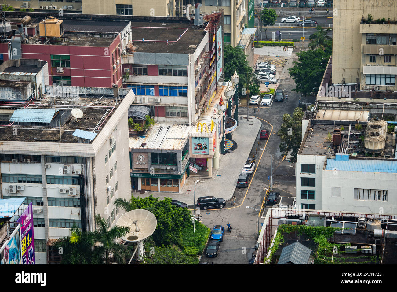 An aerial view of the huge complex of buildings of Huaqiangbei, which ...