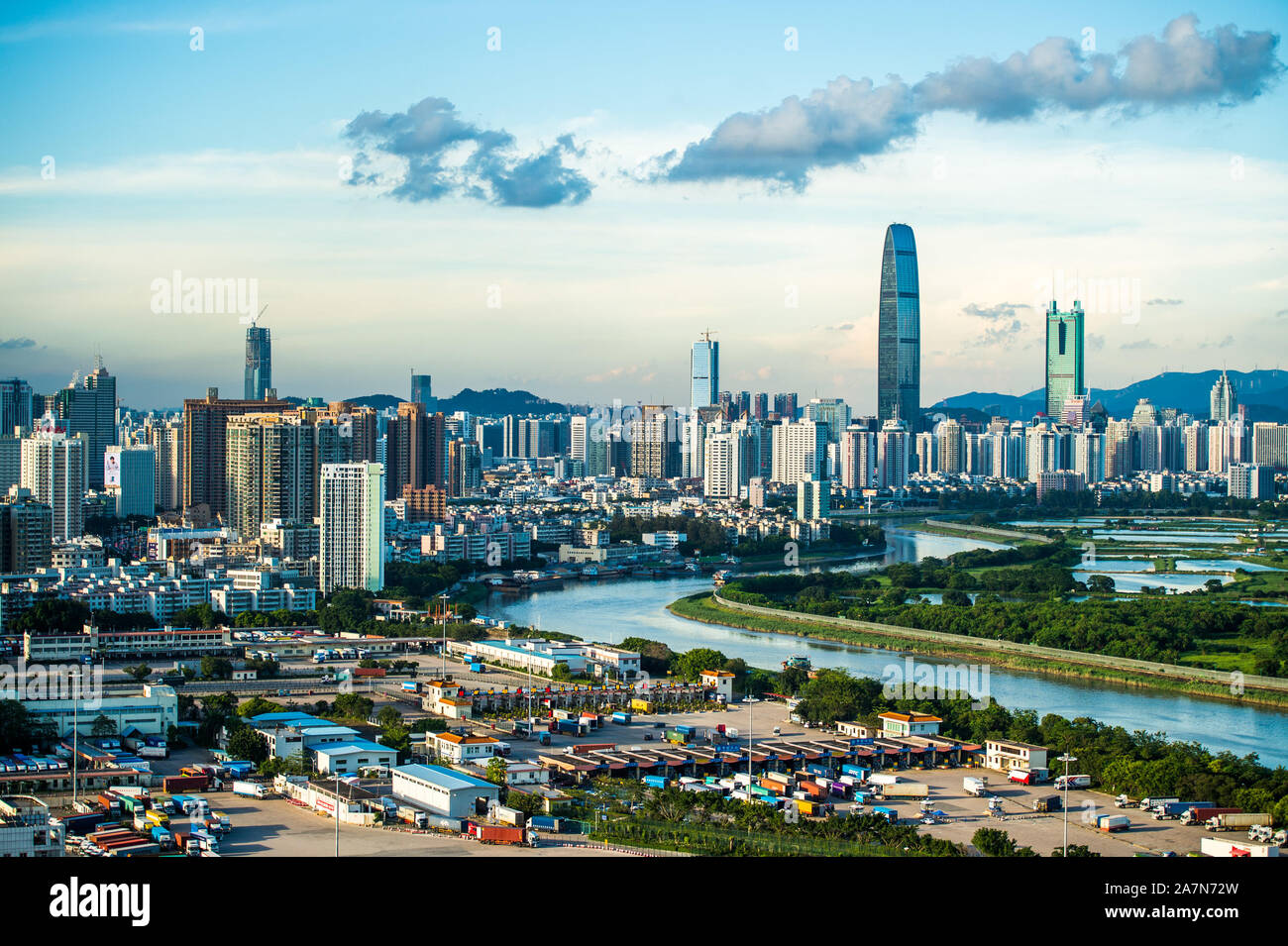 --FILE--Cityscape of the Kingkey 100 Tower, tallest, Shun Hing Square ...