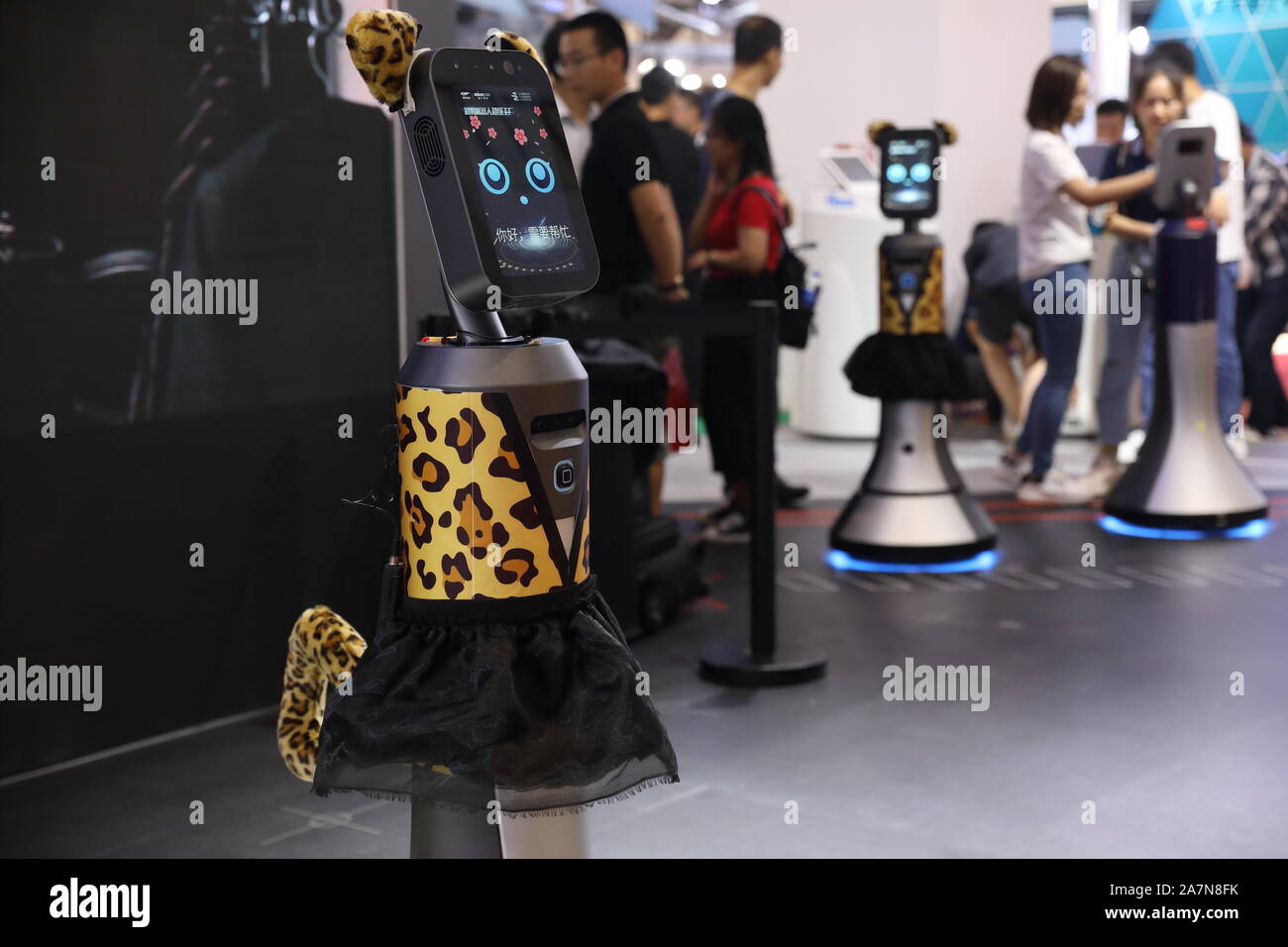 An intelligent robot is displayed during the 2019 Word Robot Conference ...