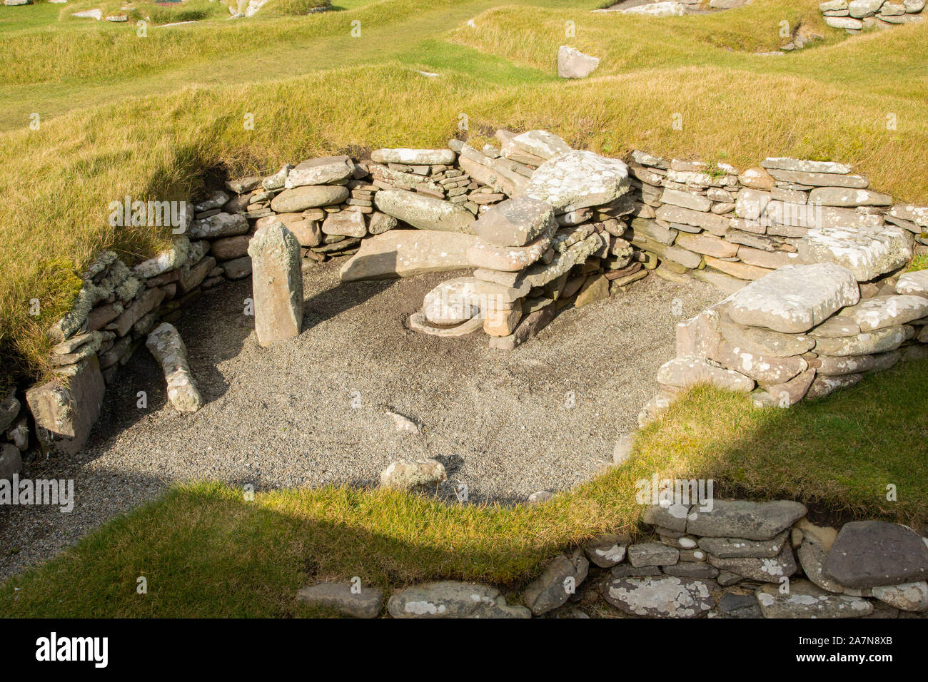 The outline of a Iron Age building showing the small semi-circular ...