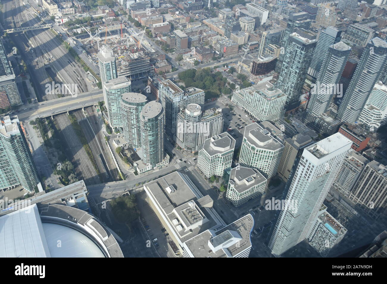 The view of Toronto as seen from atop the CN Tower, Toronto, Ontario ...