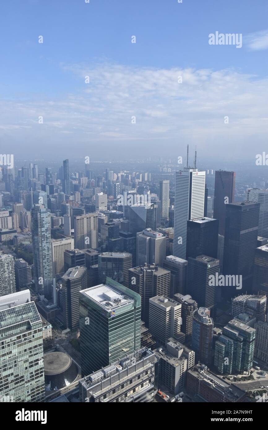 The view of Toronto as seen from atop the CN Tower, Toronto, Ontario ...