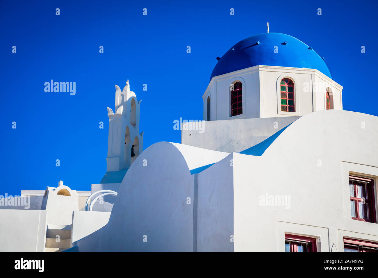 Greece With Traditional White And Blue Greek House High Resolution ...
