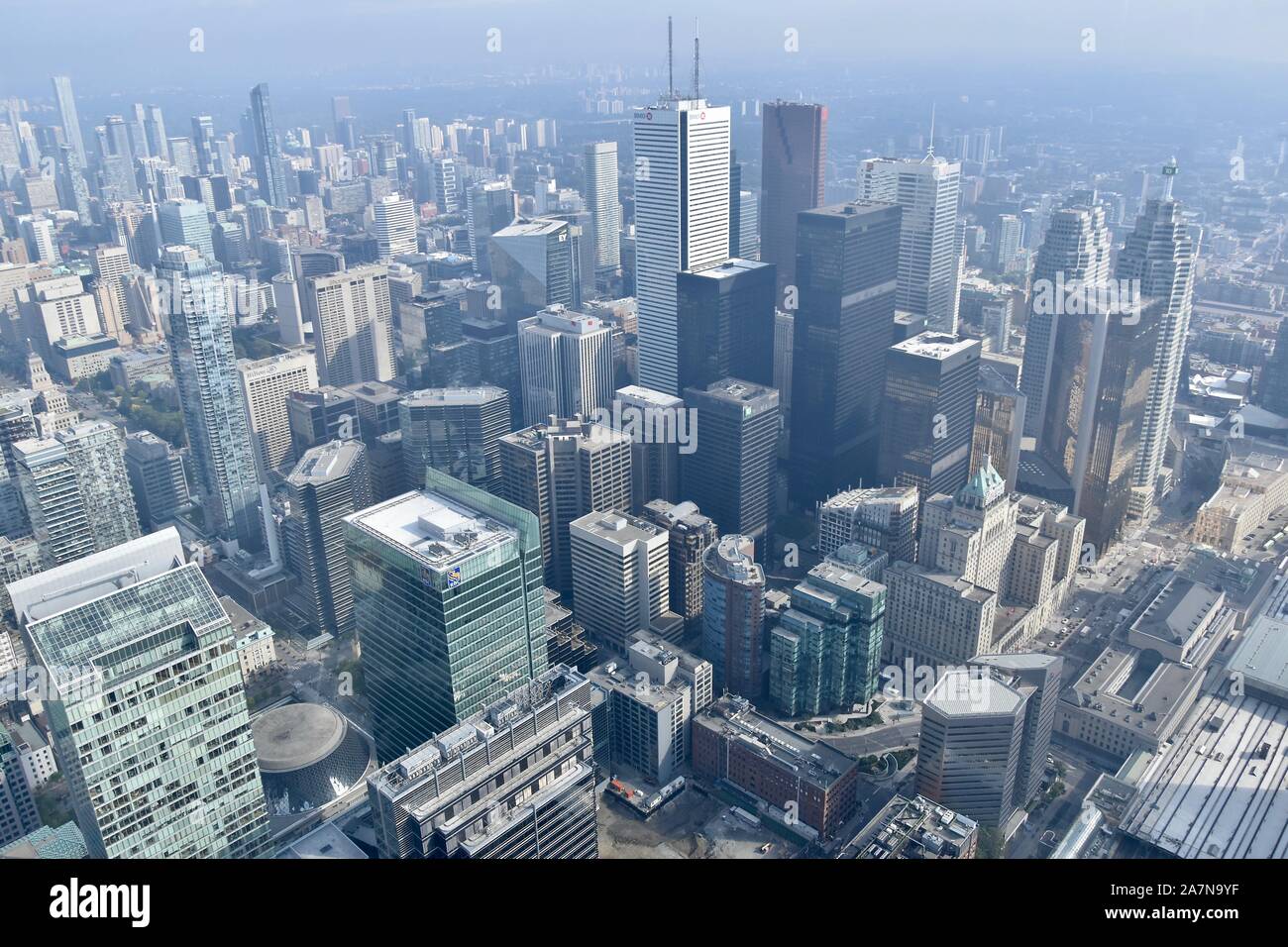 The view of Toronto as seen from atop the CN Tower, Toronto, Ontario ...