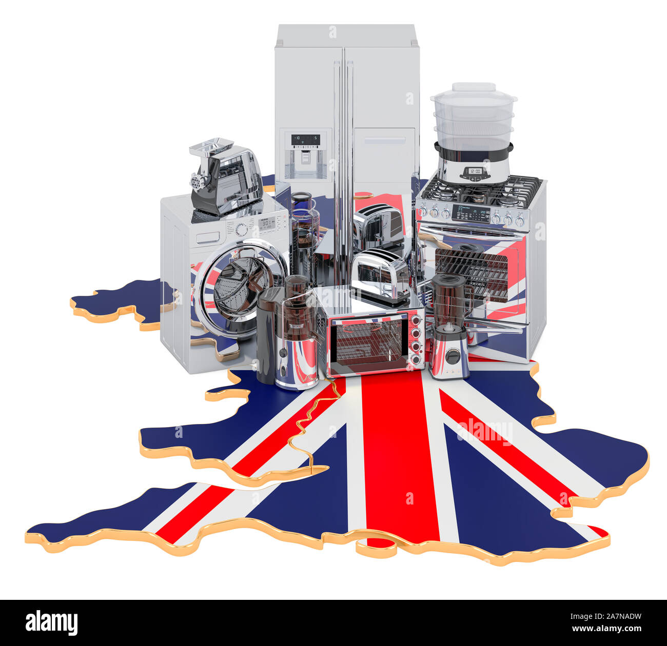 Kitchen and household appliance on the map of the United Kingdom ...
