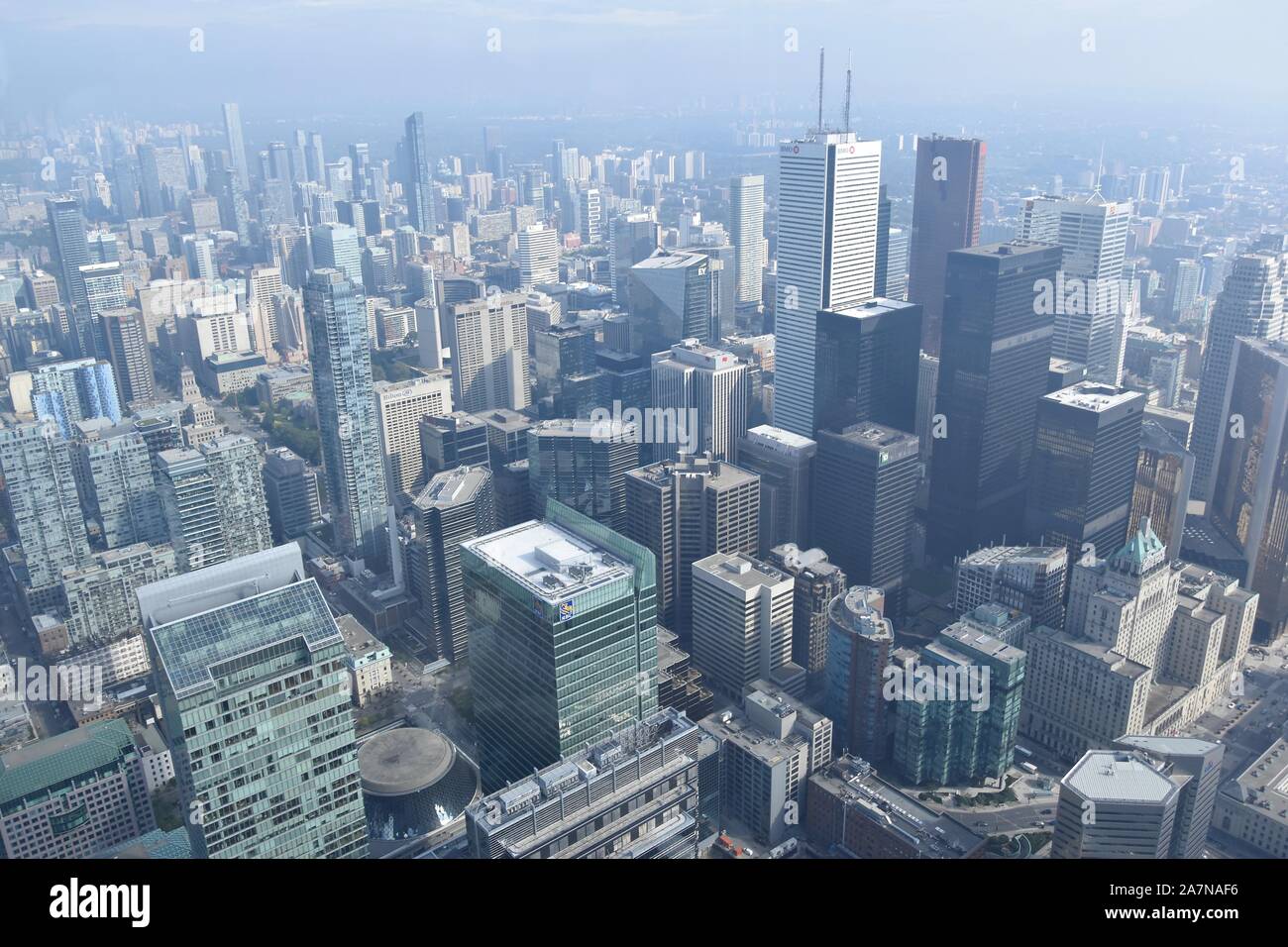 The view of Toronto as seen from atop the CN Tower, Toronto, Ontario ...