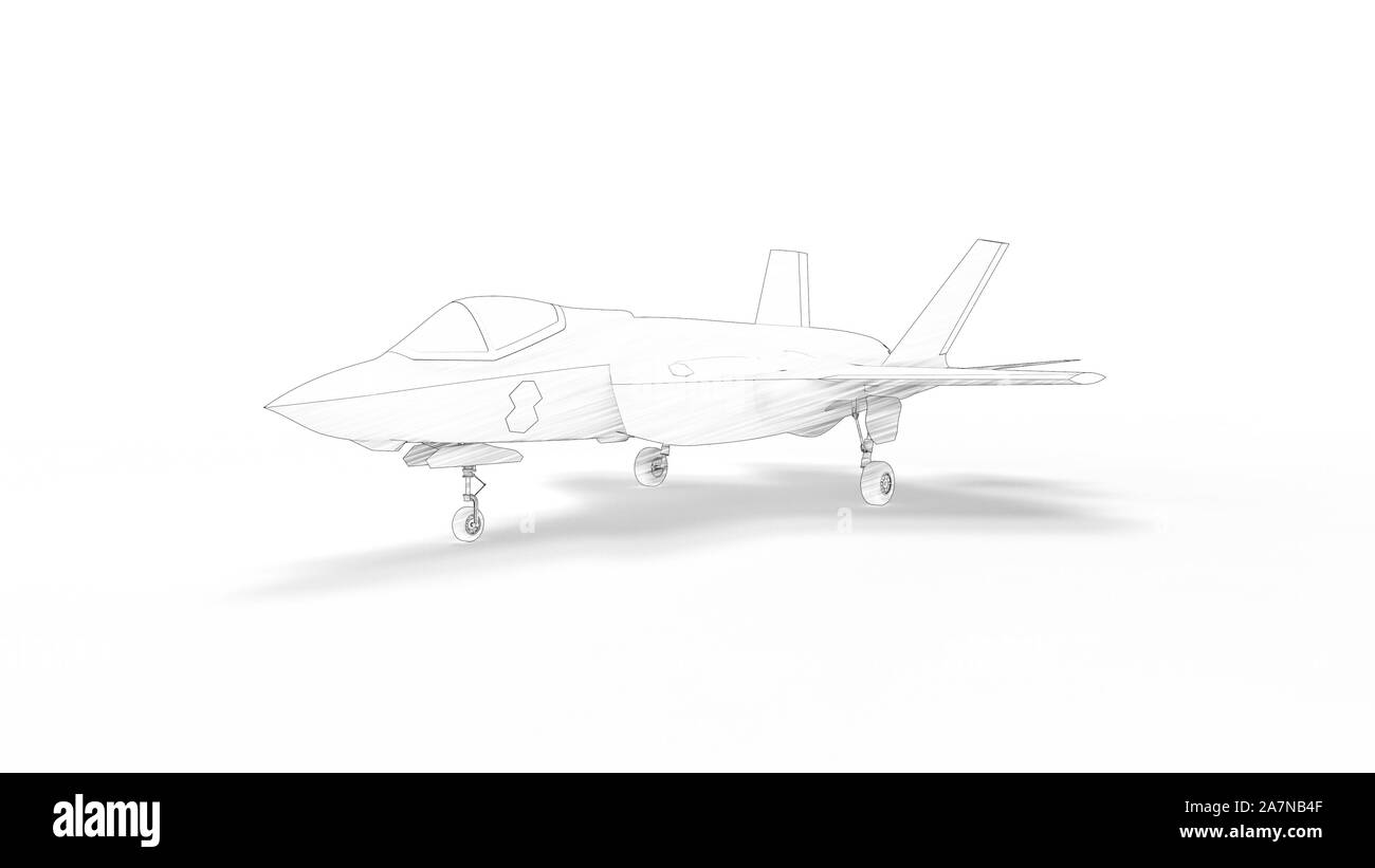 Modern fighter jet 3d rendering isolated in white background Stock ...