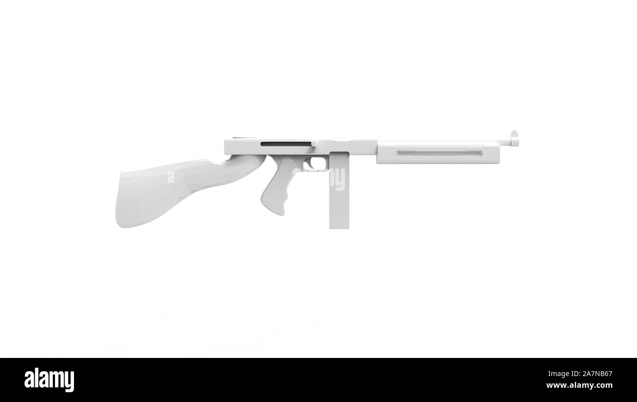 machine gun 3d rendering isolated in white background Stock Photo - Alamy
