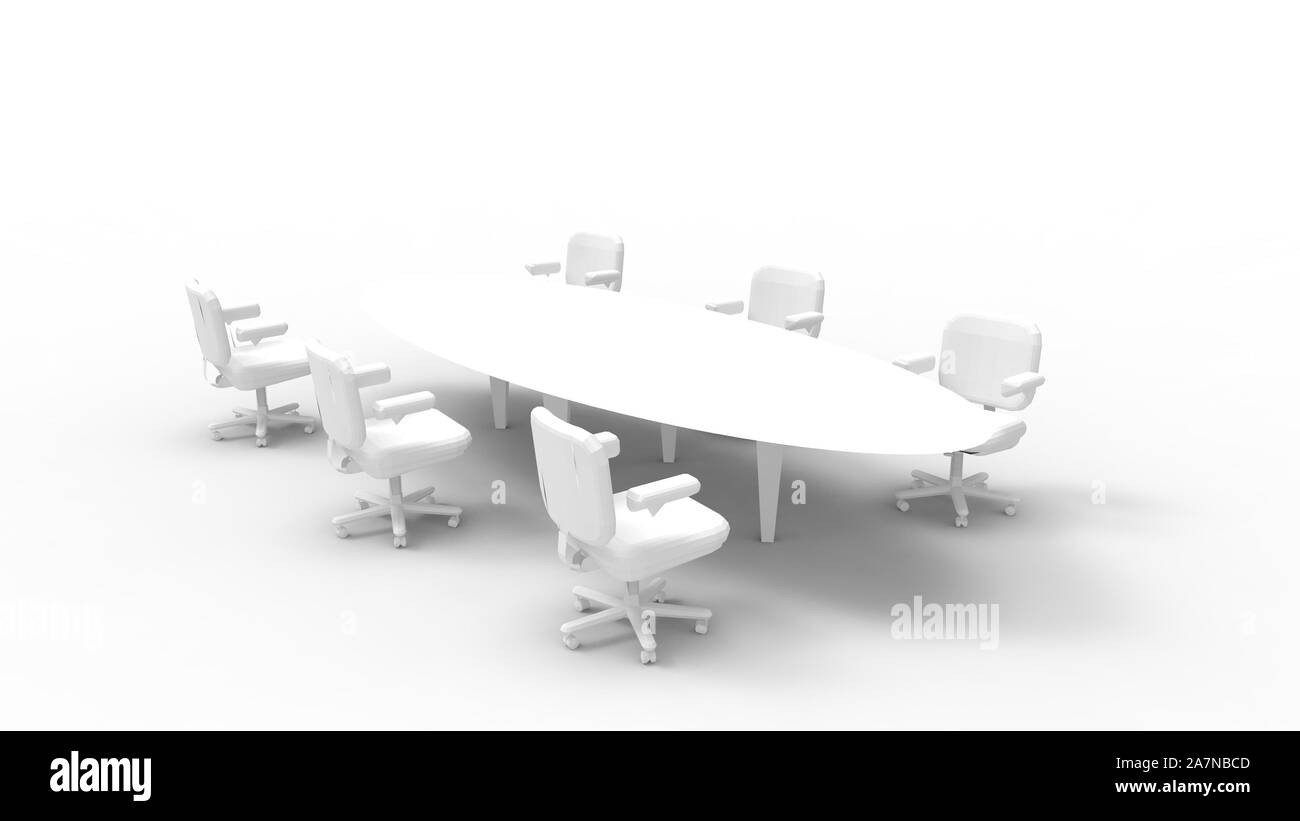 3d rendering of a conference table isolated in white background Stock ...