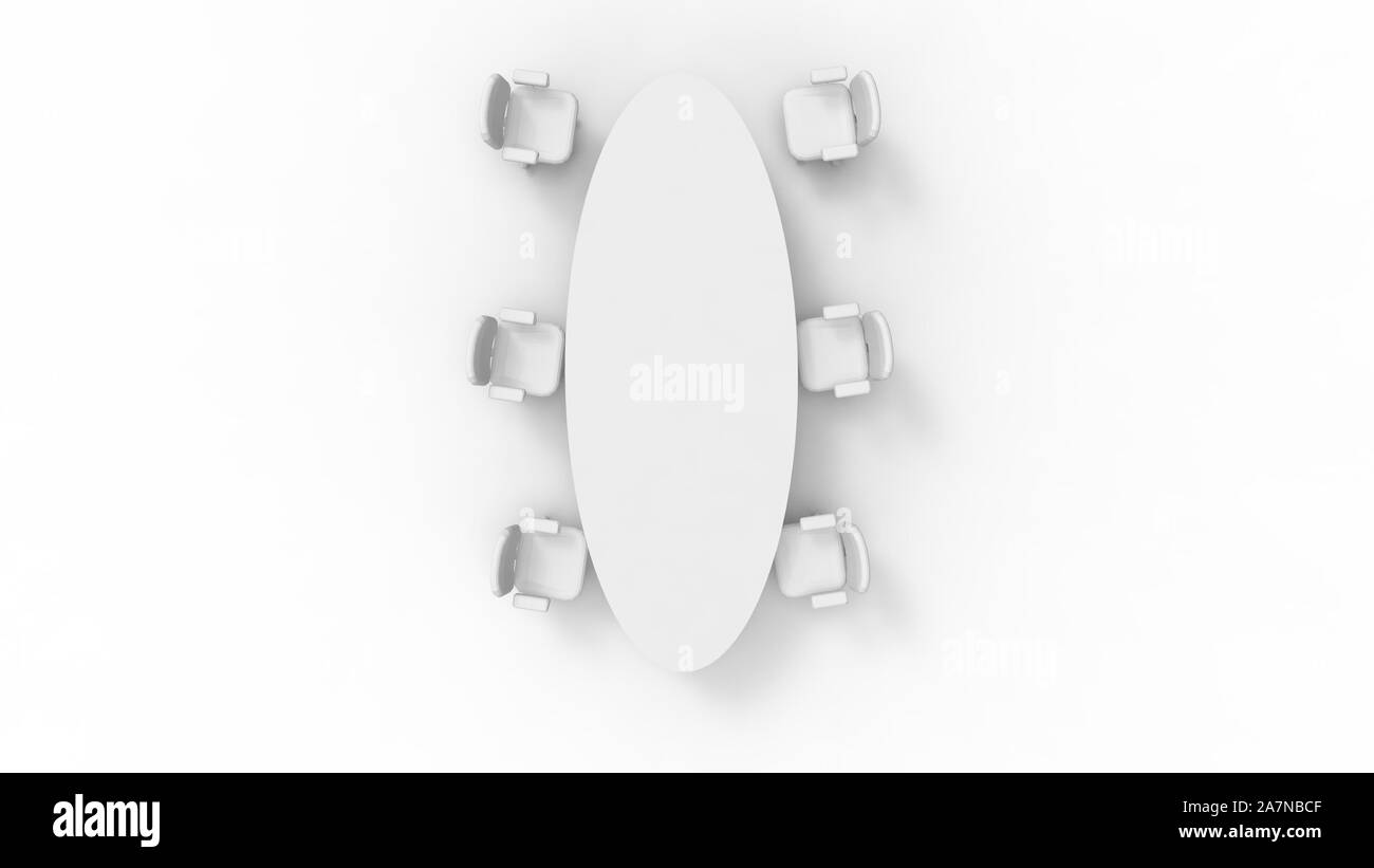 3d rendering of a conference table isolated in white background Stock ...