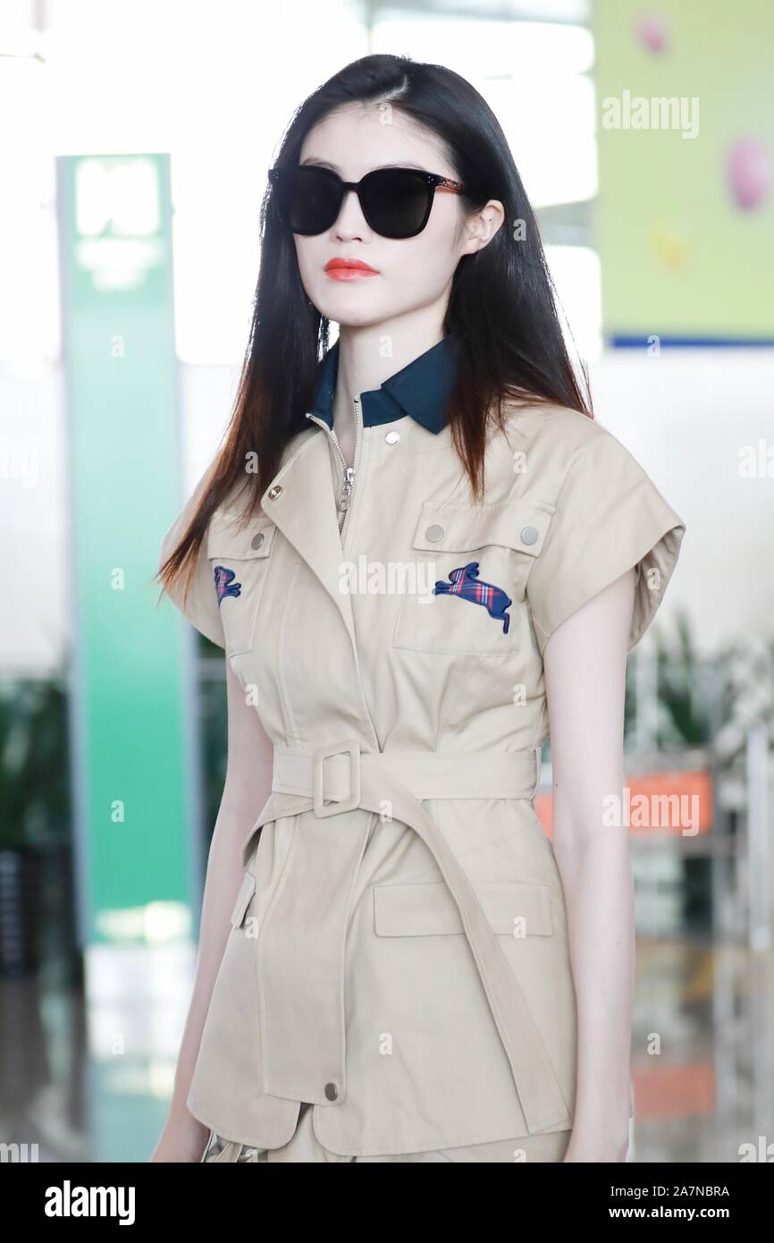 Chinese model He Sui arrives at the Beijing Capital International ...